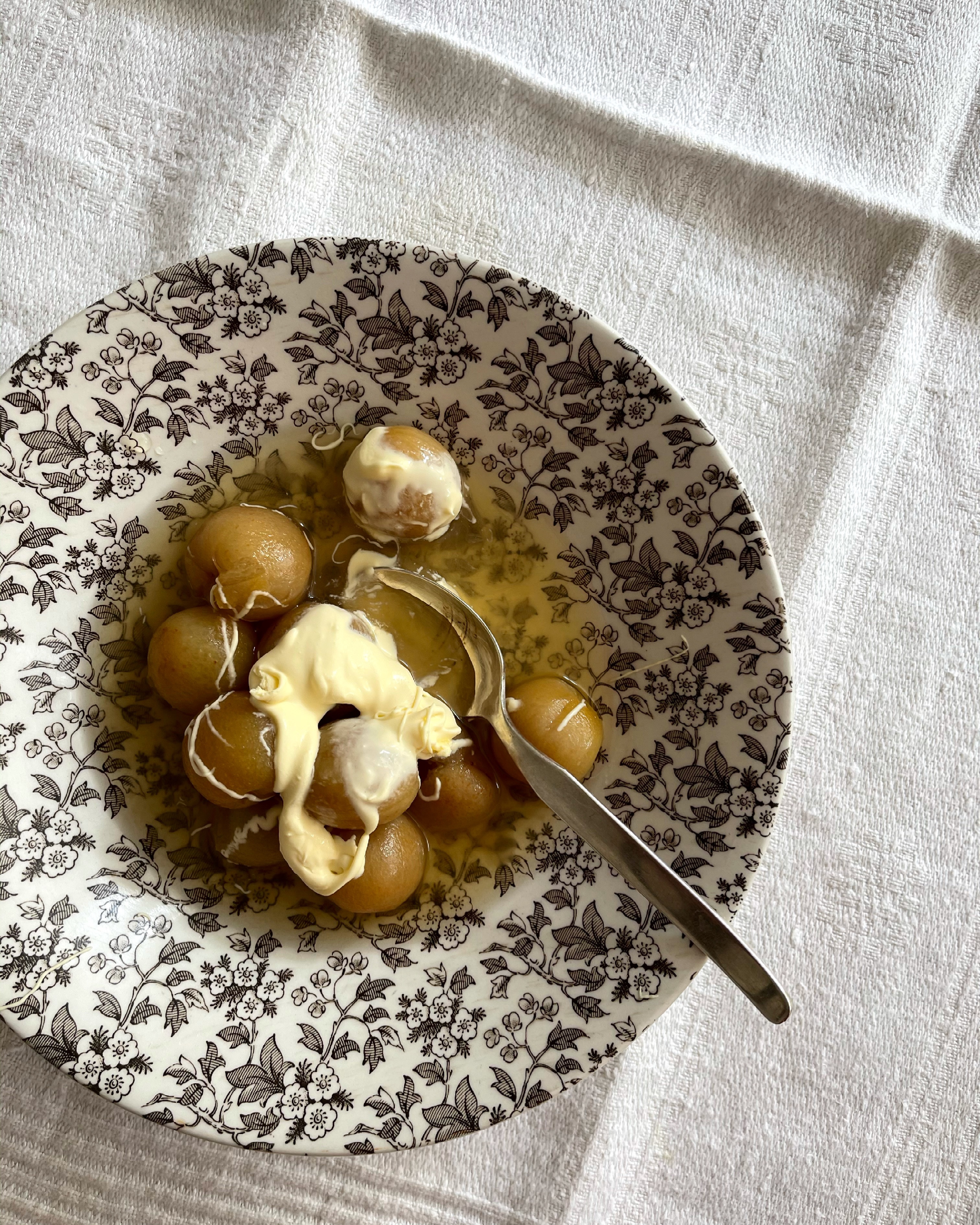Stewed Pakistani dried apricots with a spoonful of double cream ...