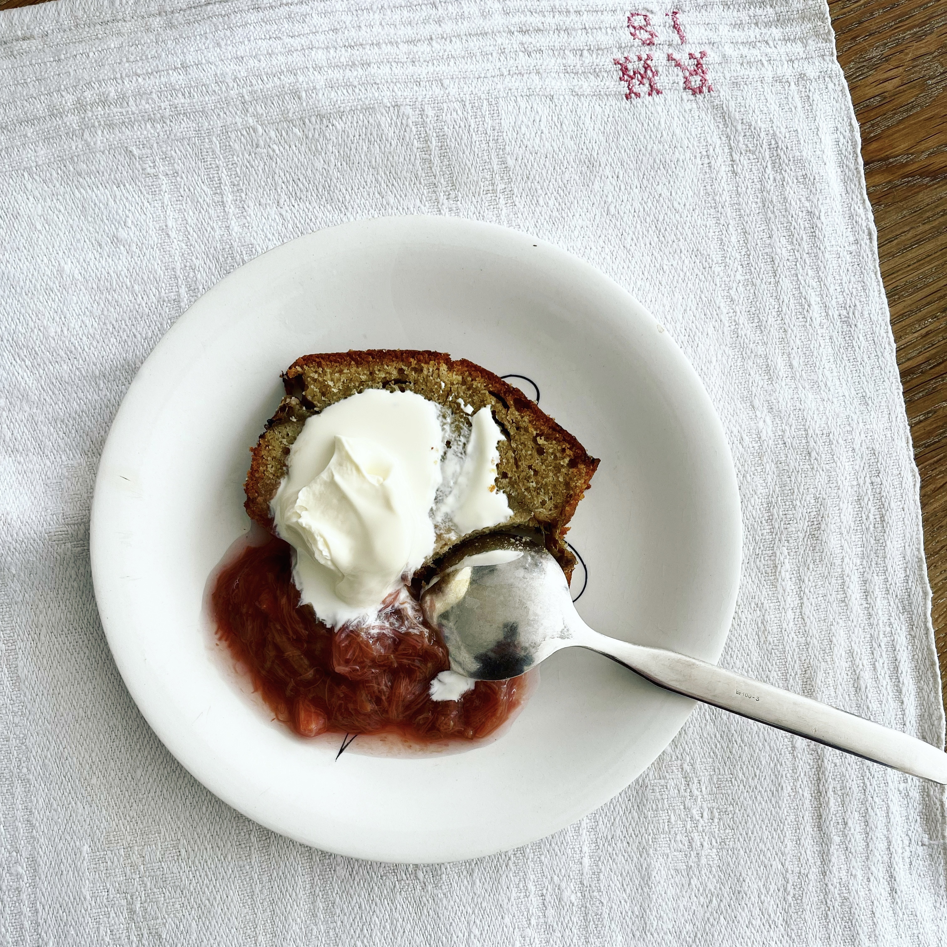 Almond & buckwheat pound cake with a flume of rhubarb | Nettle and Quince